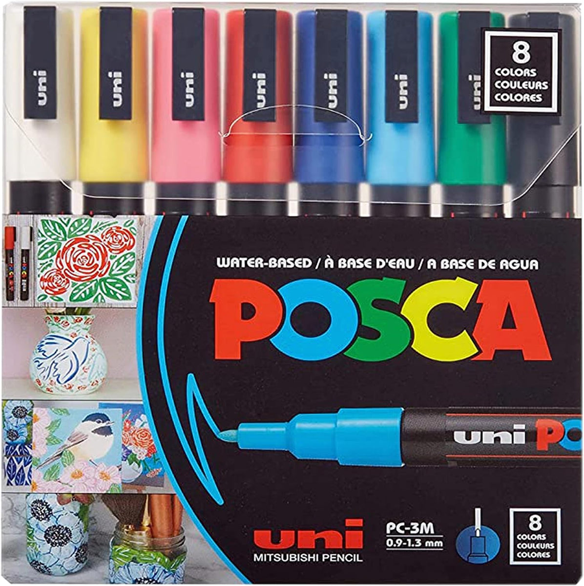 Uni Posca PC-3M8C Fine Point Marker Set of 8 - Versatility Meets Precision