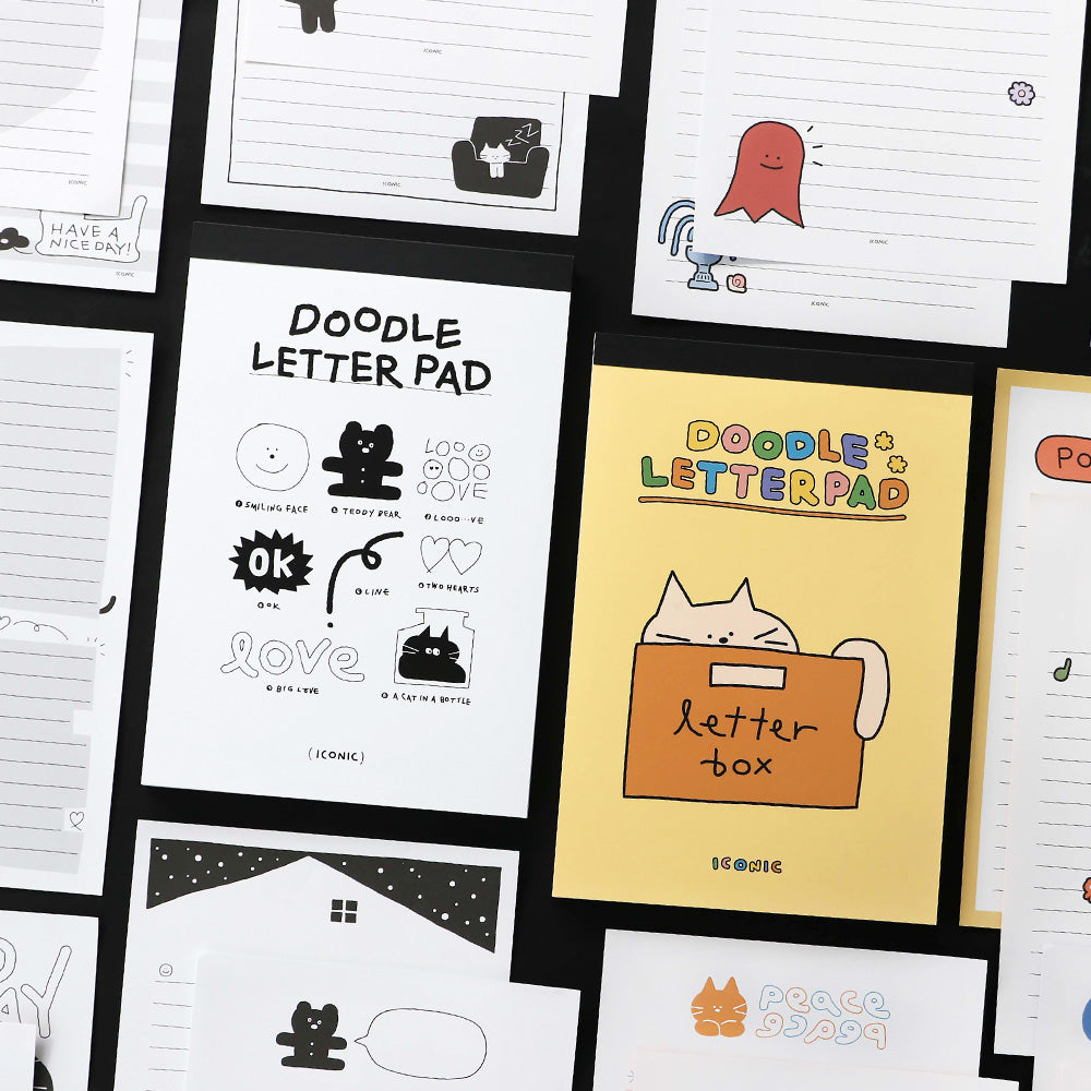 Iconic Doodle B5 Letter Paper Pad – 63 Sheets, 9 Designs