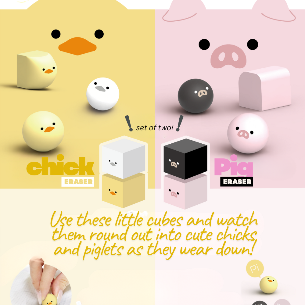 Sun-Star Piyo-Gomu & Buta-Gomu Erasers – Cute Japanese Animal Erasers